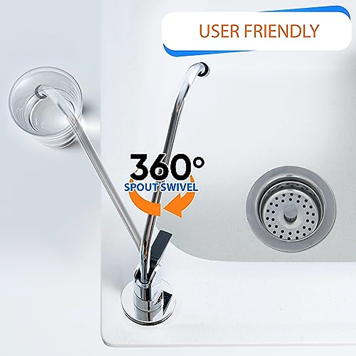 Aquaboon Non-Air Gap RO Faucet - Reverse Osmosis Faucet Chrome Finish - Drinking Water Faucet for Kitchen Sink fits Water Filtration System - Filtered Water Faucet Stainless Steel - Beverage Faucet