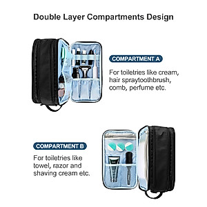 Luxtude Travel Toiletry Bag for Men Water-resistant, Large Shaving Dopp Kit with Double Zipper Opening, Compact Toiletry Cosmetic Organizer Bathroom Shower Bag for Toiletries and Shaving Supplies etc.