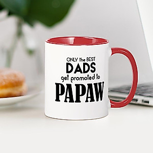 CafePress BEST DADS GET PROMOTED TO PAPAW Mugs Ceramic Coffee Mug, Tea Cup 11 oz