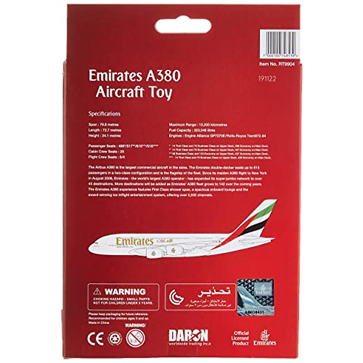 Daron Emirates A380 Single Plane