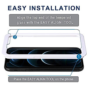 Arae Screen Protector for iPhone 12 Pro Max, HD Tempered Glass Anti Scratch Work with Most Case, 6.7 inch, 3 Pack