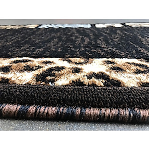 Masada Rugs Animal Skin Leopard Border Door Mat Rug Black Design 73 Skinz (2 Feet X 3 Feet 4 Inch