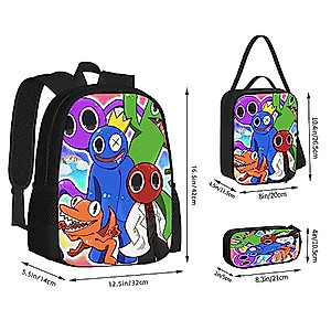 AENNA Cartoon Game Backpack Set Boys Girls Bookbag with Pencil Case Lunch Bag for Teens School Picnic Travel