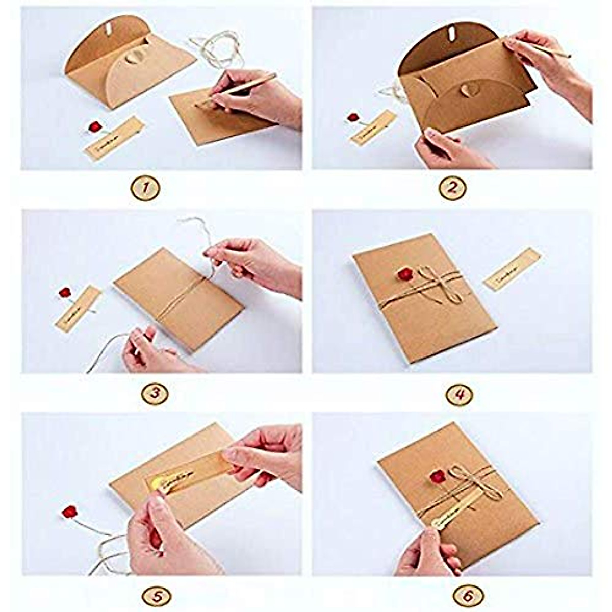 JOHOUSE Holiday Cards Dried Flowers Greeting Cards, 50PCS Handmade Vintage Kraft Blank Note Card Thank Notes, Mothers Day Cards Bulk, Happy Spring Cards