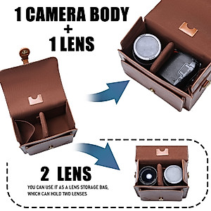 Cwatcun Camera Shoulder Bag Compact Camera Case Waterproof Retro Compatible for Canon Nikon Sony SLR DSLR Mirrorless Camera and Lens Brown, Small