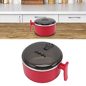 Insulated Bowl Ramen Mug Food Container Ramen Bowl Insulated Bowl 304 Stainless Steel with Lids Stand Design Hollow Double Layer Heat Insulation Ramen Mug for Kitchen (Red)