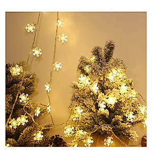 SRZR Christmas Lights,Snowflake String Lights Battery Operated Waterproof 20ft, 40 LED Fairy Lights for Xmas Garden Patio Bedroom Party Decor Christmas Decorations,Warm White SRZR007