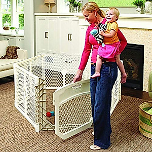 Toddleroo by North States Superyard Ultimate 6 Panel Play Yard, Made in USA: Safe play area, indoors or outdoors. Carrying strap for easy travel. Freestanding. 18.5 sq. ft. enclosure (26" tall, Ivory)