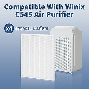 4 Pack C545 True HEPA Replacement Filter S Compatible with Winix C545, B151, P150, 9300 Air Purifier Replacement for Winix S Filter Part 1712-0096-00 and 2522-0058-00 by Funmit