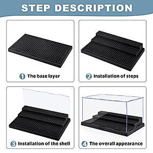 Minifigures Display Cases, 2 Pack Mini-Figure Display Box for Block Figures, Minifigures Case with 3 Removable Stands Fits for Lego Standard Figures, Compatible with Lego People (Black)