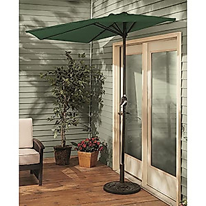 CASTLECREEK Half Round Patio Umbrella, Outdoor, Garden, Deck, Balcony Shade 8’, Red