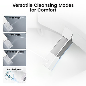 DA80 Smart Toilet, Modern Elongated Bidet Toilet with Built-in Water Tank, Assisted Pump, Heated Seat, 1.06 GPF Auto Flush, Warm Water, Remote and Foot Kick Operation, Plus Blackout Flush Feature