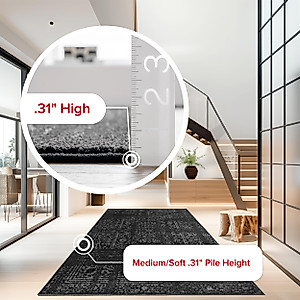 nuLOOM Arlena Vintage Traditional Area Rug - 2x12 Runner Rug Modern/Contemporary Black/Grey Rugs for Living Room Bedroom Dining Room Entryway Hallway Kitchen