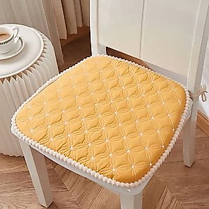 Kitchen Chair Cushions with Ties,Dining Chair Cushions 18x17,Chair Pads for Dining Chairs No Slip,Adjustable Detachable Seat Pads for Dining Chairs Yellow,4 Pack