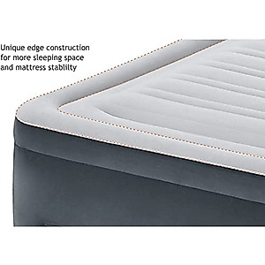 INTEX 64411ED Dura-Beam Deluxe Comfort-Plush Elevated Air Mattress: Fiber-Tech – Twin Size – Built-in Electric Pump – 18in Bed Height – 300lb Weight Capacity