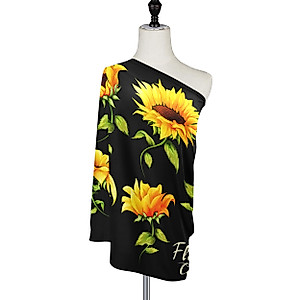 Nursing Cover Breastfeeding Scarf Sunflowers Floral Black- Baby Car Seat Covers, Stroller Cover, Carseat Canopy (r)