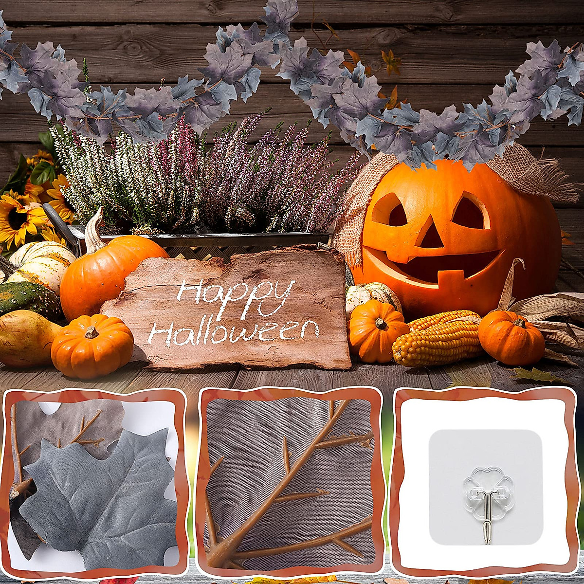 3 Pieces Maple Leaves Fall Garland 5.9 Feet Artificial Fall Leaf Garland Decorative Hanging Vines for Home Garden Party Wedding Thanksgiving Christmas Ornament