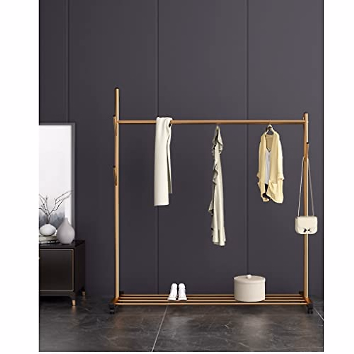 n/a Metal Hanger Marble Hanger Floor Bedroom Living Room Hanging Clothes Modern and Simple (Color : Rose Gold, Size : 169 * 120 * 46cm)
