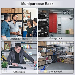 6 Tier Wire Shelving Unit Rack NSF Heavy Duty Height Adjustable Storage Shelf Metal Shelving with Wheels/Feet Levelers Garage Rack Kitchen Rack Office Rack Commercial Shelving - Black - 18x48x82