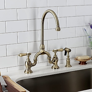 Kingston Brass KS7797BALBS Heirloom Bridge Kitchen Faucet, Brushed Brass