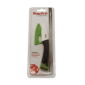 Starfrit 093870-003-NEW1 3" Ceramic Paring Knife with Protective Sheath, Black/White, One Size