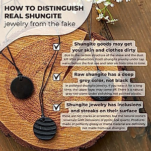 Karelian Heritage Round Tablet Shungite Stones Pendant | Authentic Shungite Crystal Jewelry Pendant Amulet | Defender Shield Protection Necklace Stone | Chakra Healing Necklace for Meditation PE09