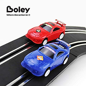 Boley Slot Car Racing Track Set - Build Your Own Electric Double-Rail Racing Track - 2 Cars and 2 Hand-Operated RC Controllers Included - Perfect for Birthday Gifts and Party Favors