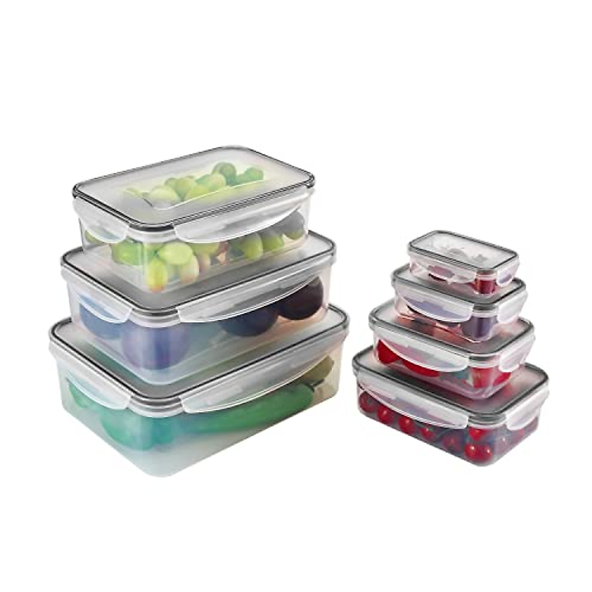 Bellaware Airtight Food Storage Containers with Locking Lids, Plastic, Set of 7, Black
