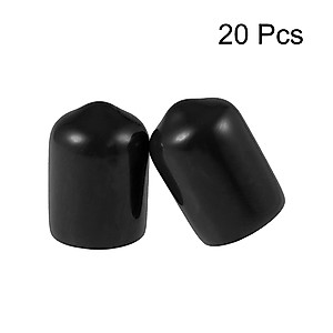 uxcell 20pcs Rubber End Caps 3/8"(9.5mm) ID Vinyl Round Tube Bolt Cap Cover Thread Protectors Black