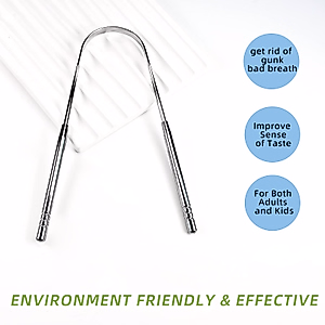 Tongue Scraper Stainless Steel Tongue Cleaners Reduce Bad Breath Metal Tough Scrapers Reduce Bad Breath and Fresh Breath for Kids And Adults