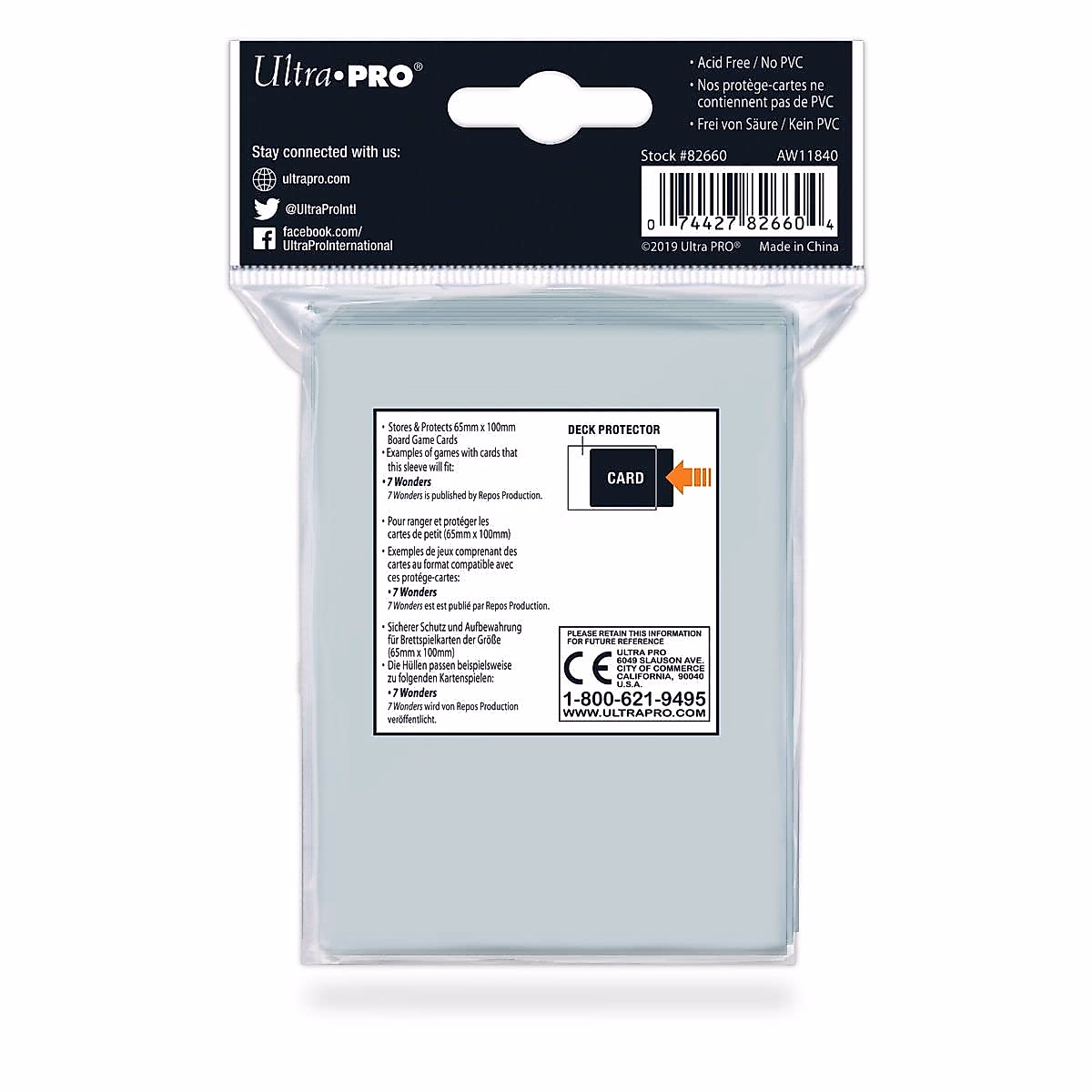 Ultra Pro Board Game Sleeve 65mm x 100mm - 50pk