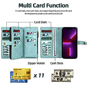 TwoHead for iPhone 11 Wallet case with Card Holder & Detachable Magnetic iPhone 11 case, PU Leather iPhone 11 case Wallet for Women/Men,Wallet Phone Case with Wrist Strap & Money Pocket(Blue)