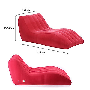 unhg Inflatable Deck Chair with Air Pump, Inflatable Lounger Beach Air Sofa Chair Lazy Lounge Sofa for Indoor Living Room Bedroom, Outdoor Travel Camping Picnic （Red）