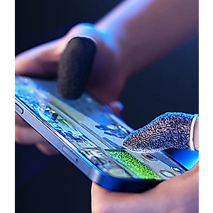 MOMOFLY 60% Silver Fiber Gaming Finger Sleeves (6 Pack) Anti-dislodging Touch Screen Breathable Anti-Sweat Shoot Aim Finger Cot for PUBG Mobile