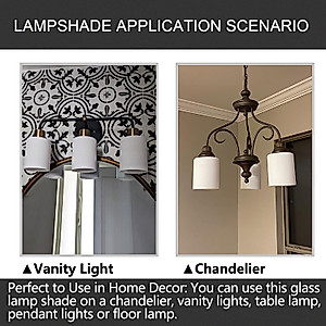 White Line Painted Glass Shade, Cylinder Globe replacement for Vanity Light, Chandelier (white, 3 Pack)