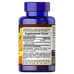 Puritan's Pride Royal Jelly 500 mg-120 Softgels (Packaging May Vary)