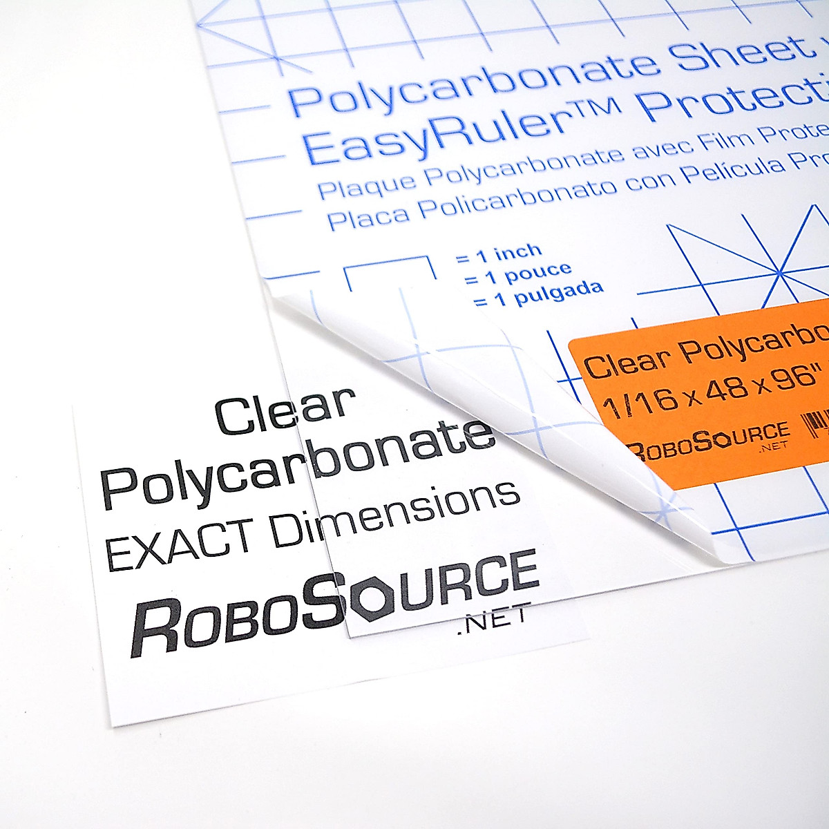 Polycarbonate Clear Plastic Sheet 12" X 18" X 0.0625" (1/16") Exact, EasyRuler Film, Shatter Resistant, Easier to Cut, Bend, Mold than Plexiglass. VEX Robot, Hobby, DIY, Industrial. Glass Replacement