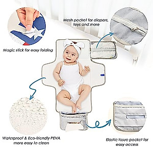 America Flag Portable Baby Changing Pad Travel Diaper Changing Table Mat Foldable Waterproof Changing Station with Built-in Pillow for Girls Boys Newborn Essentials