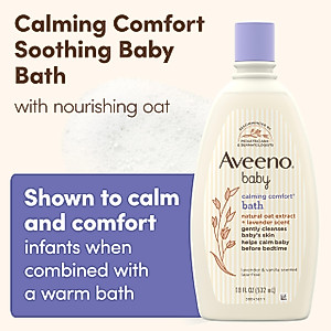 Aveeno Baby Calming Comfort Bath with Relaxing Lavender & Vanilla Scents, Hypoallergenic & Tear-Free Formula, Paraben- & Phthalate-Free, 18 Fl Oz (Pack of 1)