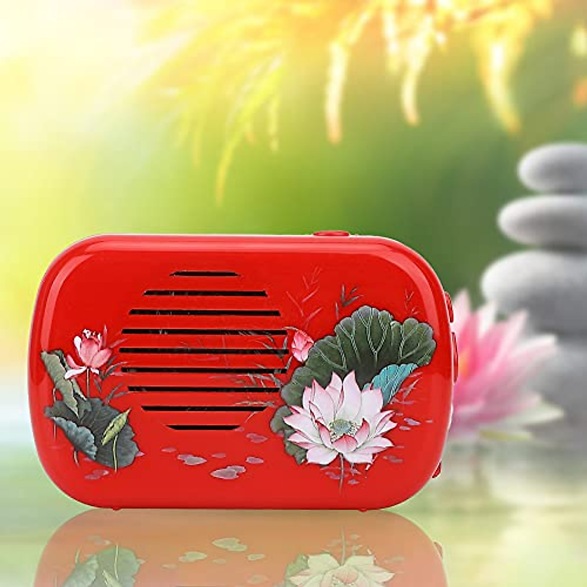 Buddha Music Player, Portable Buddha Music Machine with 22 Songs Mini Buddhist Prayer Machine Buddhist Supplies for Household Travel Temple(Red)