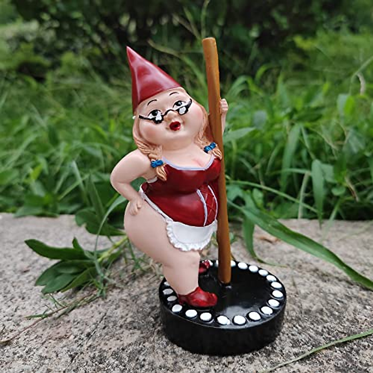 qumHmup Garden Gnomes, Pole Dancing Gnome Figurine for Patio Lawn Garden Decoration,Outdoor Decoration Resin Gnome Statue