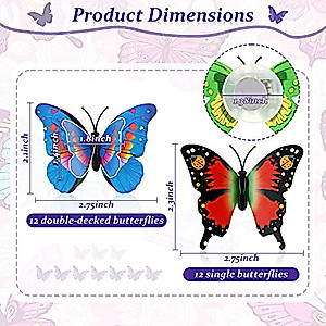 Honoson 3D LED Butterfly Decoration Night Light Sticker Single and Double Wall Light for Garden Backyard Lawn Party Festive Party Nursery Bedroom Living Room (24)