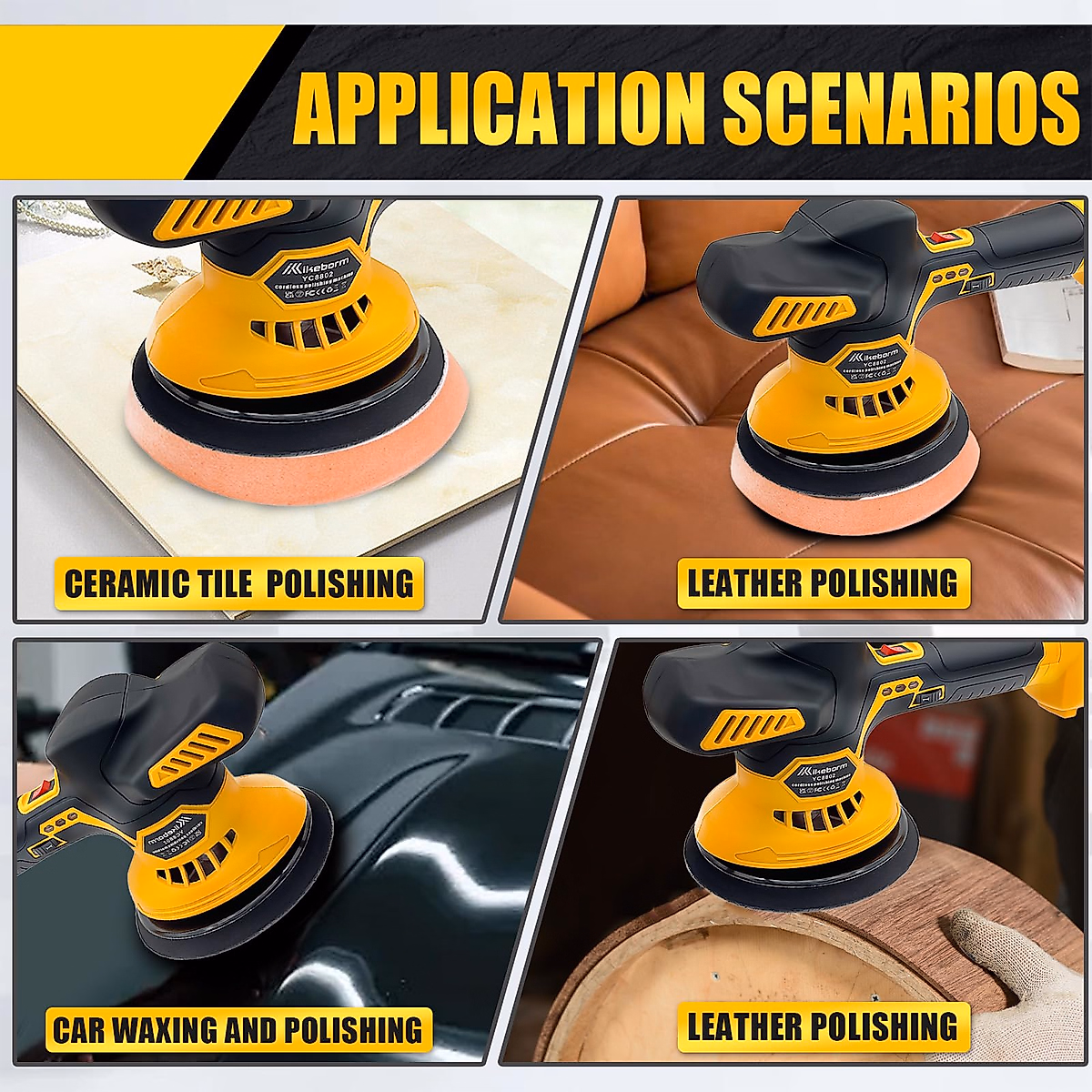 Cordless Car Buffer Polisher for Dewalt 20V Battery, Polishers and Buffers with 6 Variable Speed Up to 6000RPM, Cordless Polisher for Car Detailing/Polishing/Waxing(Battery Not Included)