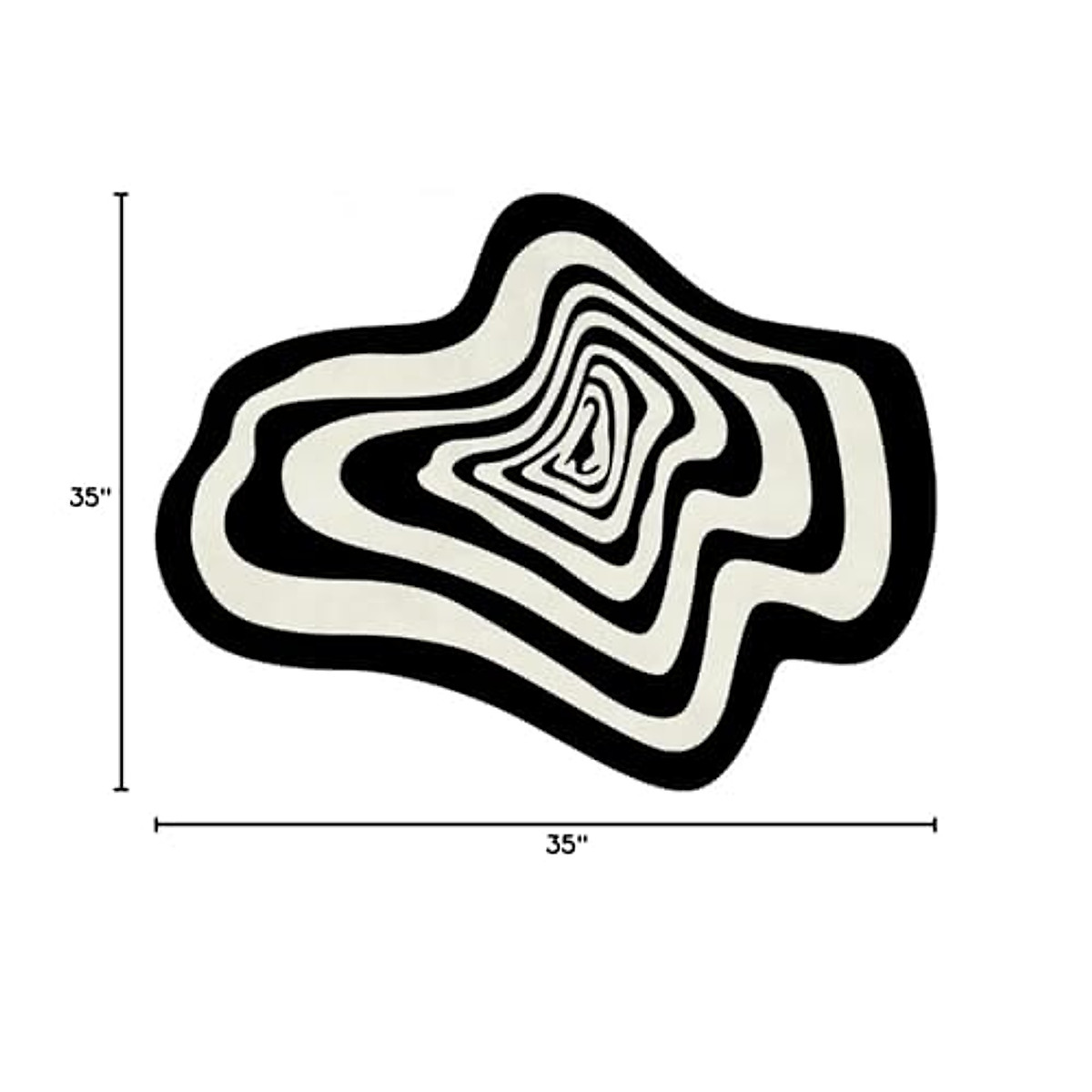 Black and White Abstract Striped Irregular Shape Area Rug 3ft Faux Wool Ultra Soft Rug for Livingroom Bedroom Diningroom Aesthetic Home Office Decor Playroom Carpet