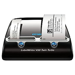 DYMO LabelWriter 450 Twin Turbo Direct Thermal Label Printer, Black - USB Connectivity Monochrome Barcode Label Maker - Print up to 71 Labels Per Minute, 300 x 600 dpi, 2.20" Maximum Print Width