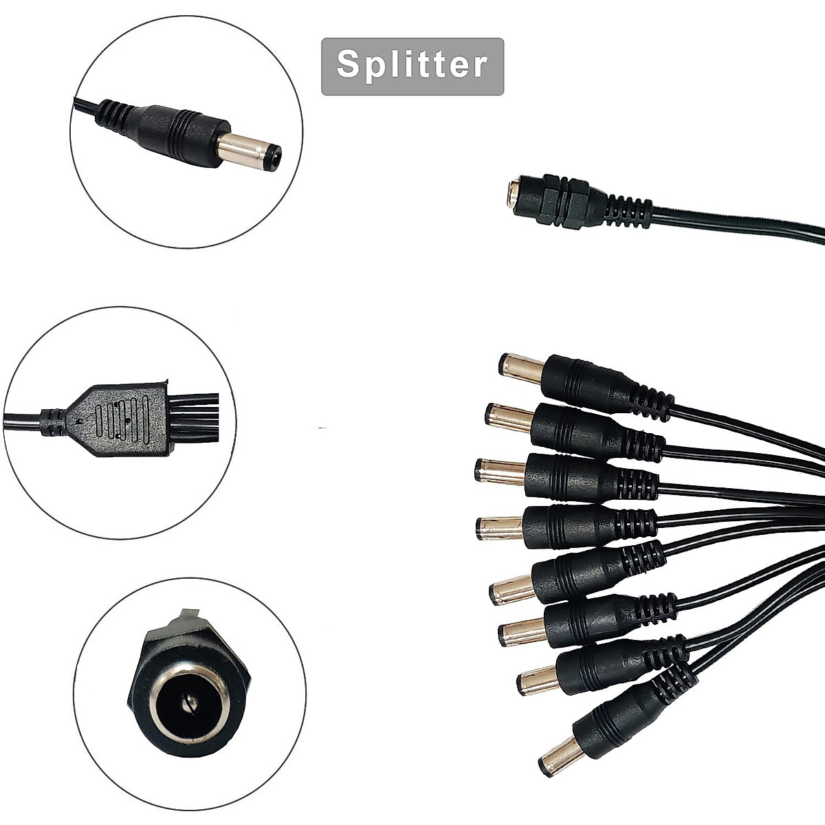 [UL Listed] SOLTECH 12V 5A 60W CCTV Security Camera Power Supply AC DC Adapter with 8-Way Power Splitter Compatible with Samsung Wisenet Lorex, Night Owl, Defender Q-See Swann