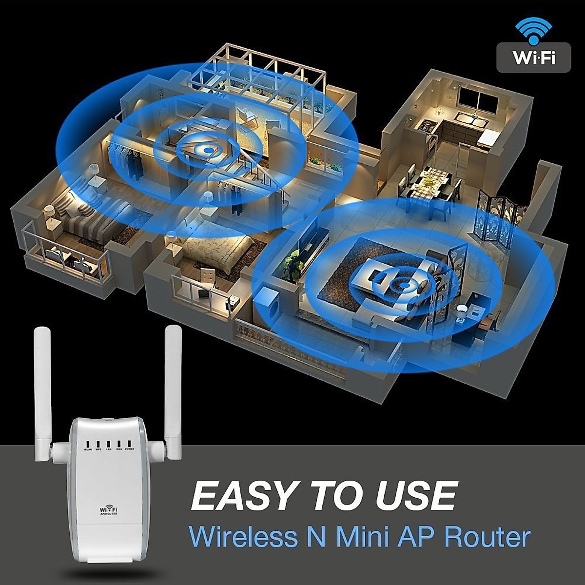 DHMXDC Wireless-N 300Mbps WiFi Range Extender Wireless Router/Repeater/AP/WPS Mini Dual External Antennas Wireless Booster Signal Wireless Access Point