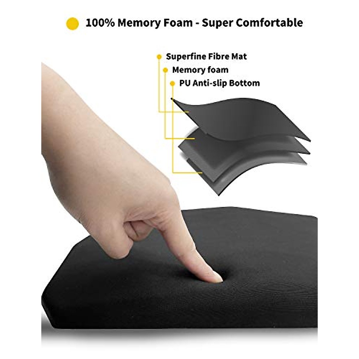 SOUNDANCE Ergonomic Mouse Pad with Wrist Rest Support, Thick Mousepad Relief Carpal Tunnel Pain, Entire Memory Foam with Non-Slip PU Gel Base for Computer Laptop Desktop Home Office, 14 x 8 Inch Black