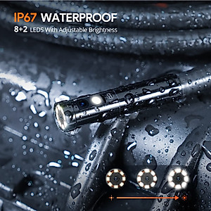 DEPSTECH Triple Lens Borescope Inspection Camera, 5"IPS Screen Endoscope Camera with Lights,1080P Sewer Camera and 180°Flip Button, 16.5ft IP67 Cable, Ease of Use, Tool for Wall, Automotive, Plumbing