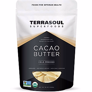 Terrasoul Superfoods Organic Cacao Butter, 1 Lb - Raw | Keto | Vegan | Unrefined